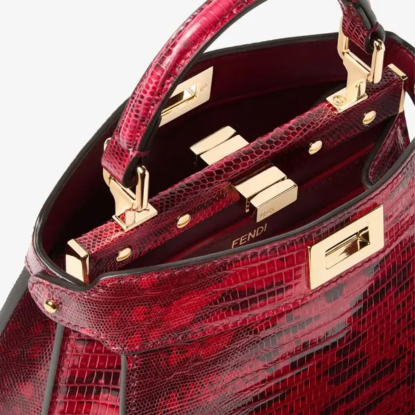 Fendi Peekaboo Iseeu Petite Dark Red Lizard Leather Bag